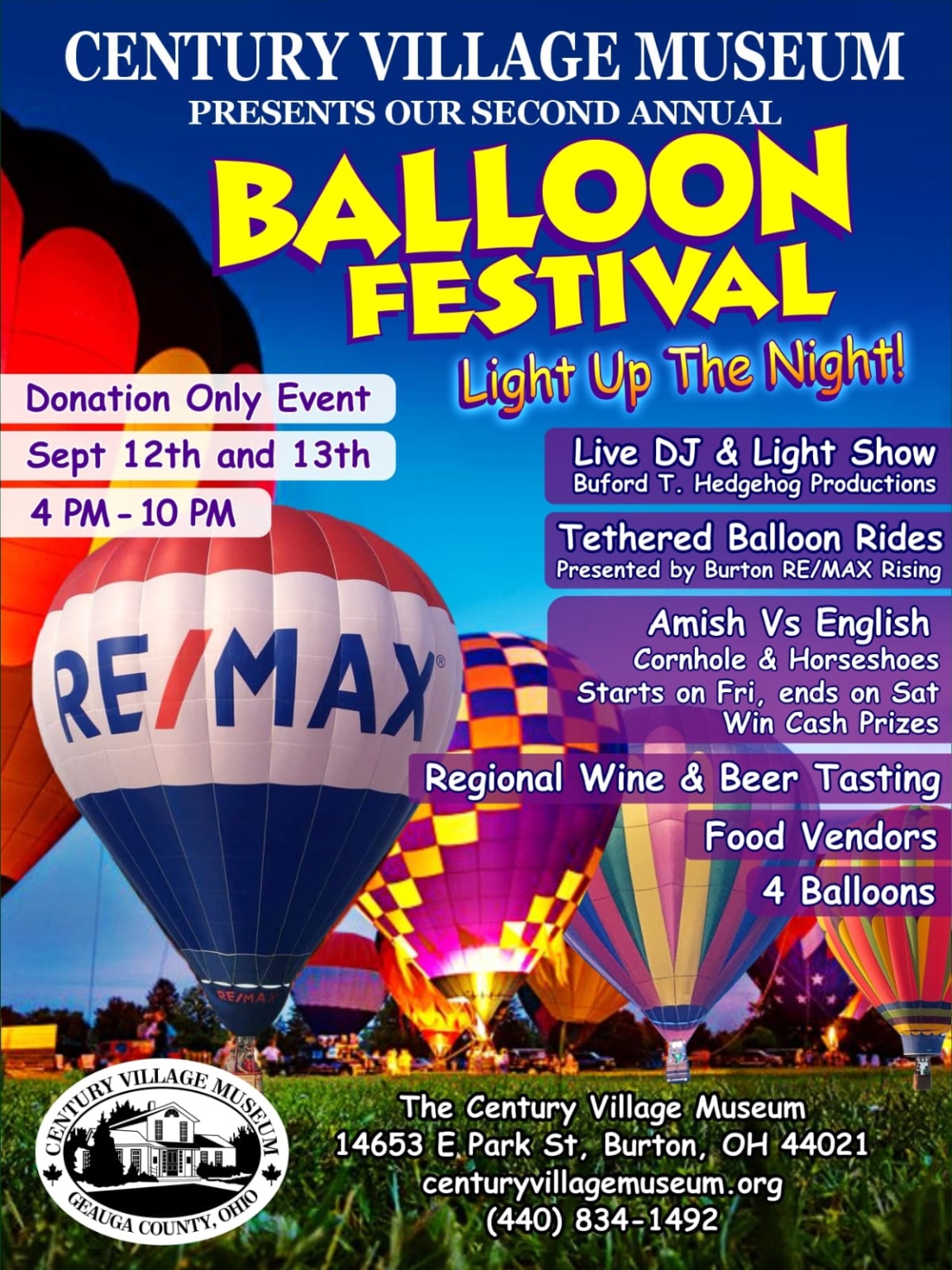 Light Up the Night Balloon Festival - Century Village Museum